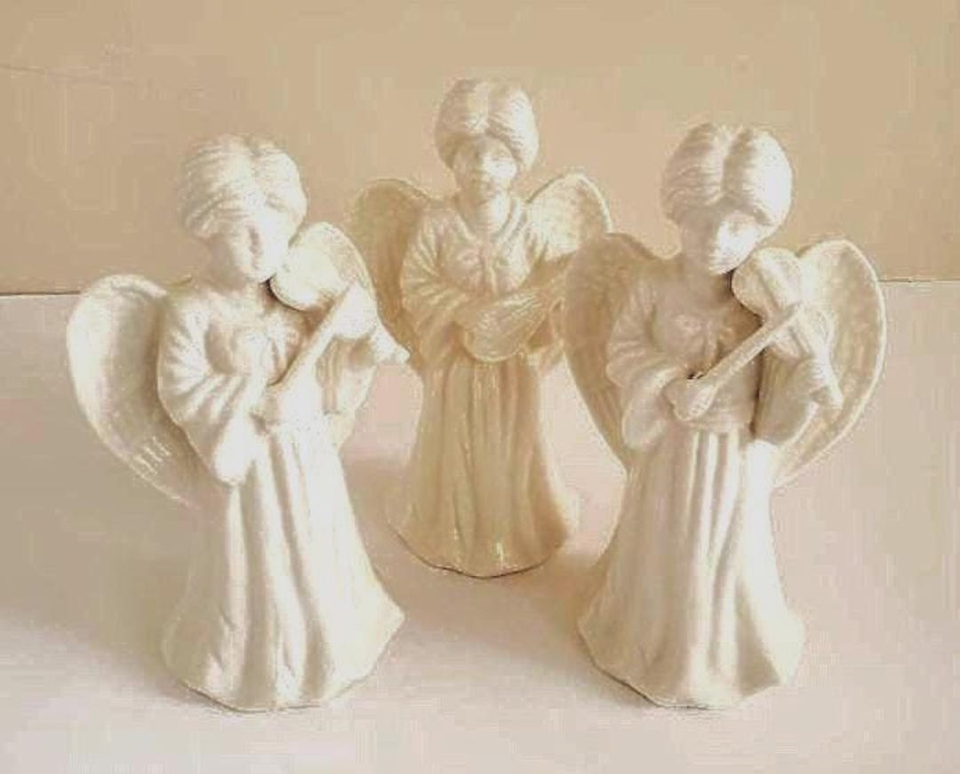 Porcelain Angels With Musical Instruments and Candle Holders / Vintage ...
