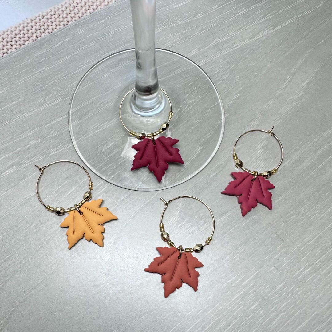 Autumn Leaves Wine Charms | Thanksgiving Hostess Gift | Fall Vibes ...