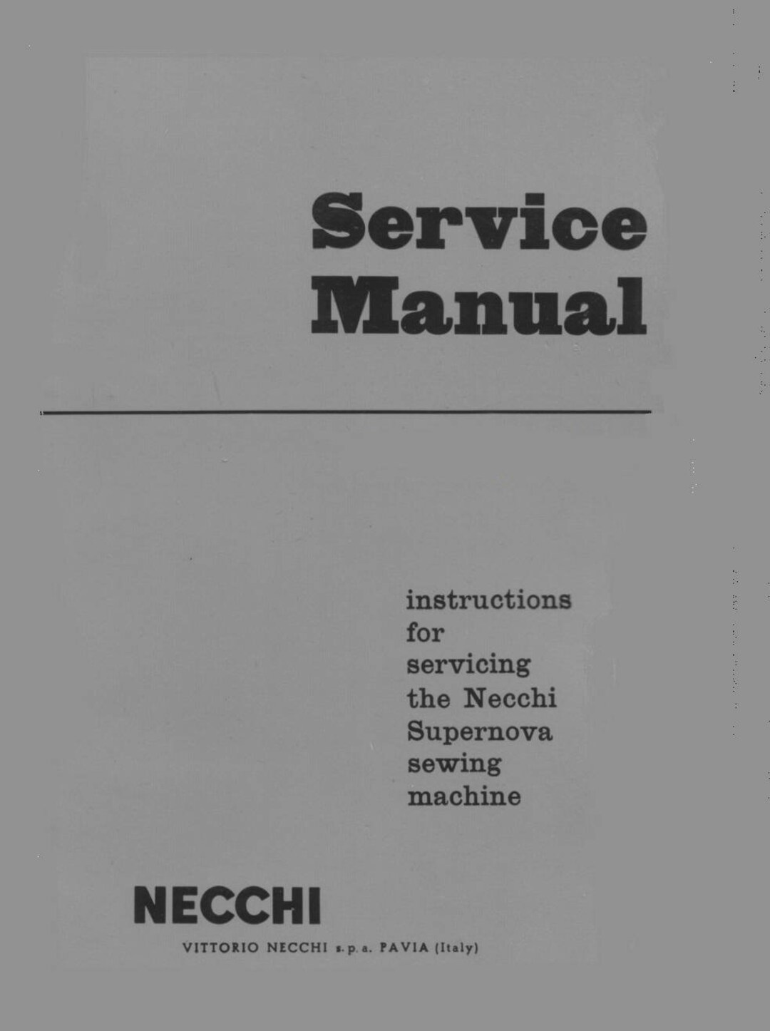 Necchi Supernova Sewing Machine Service Manual (PDF Pattern) - Etsy