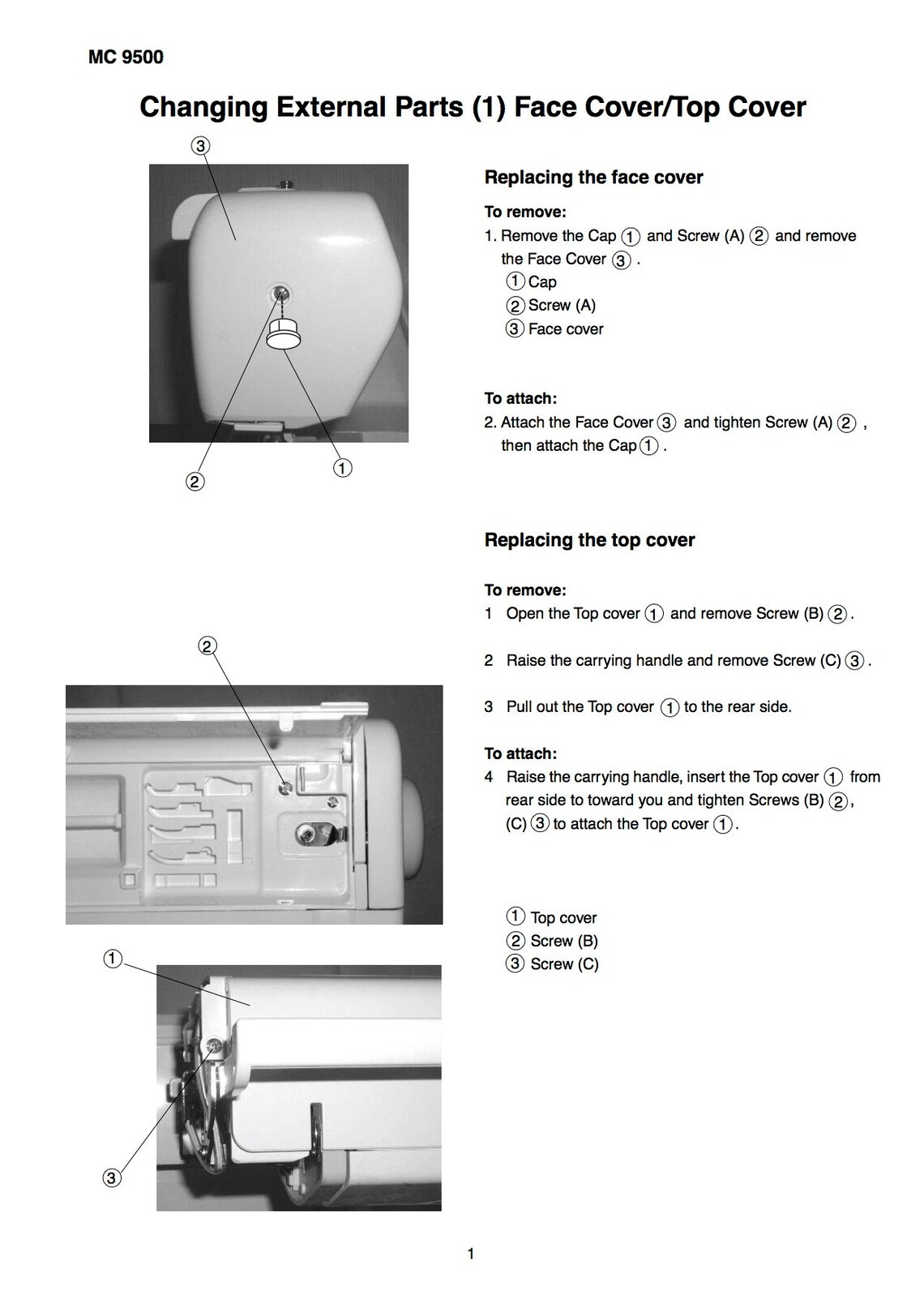 JANOME MC-9500 Service Manual & Parts List Memory Craft 9500 Service ...