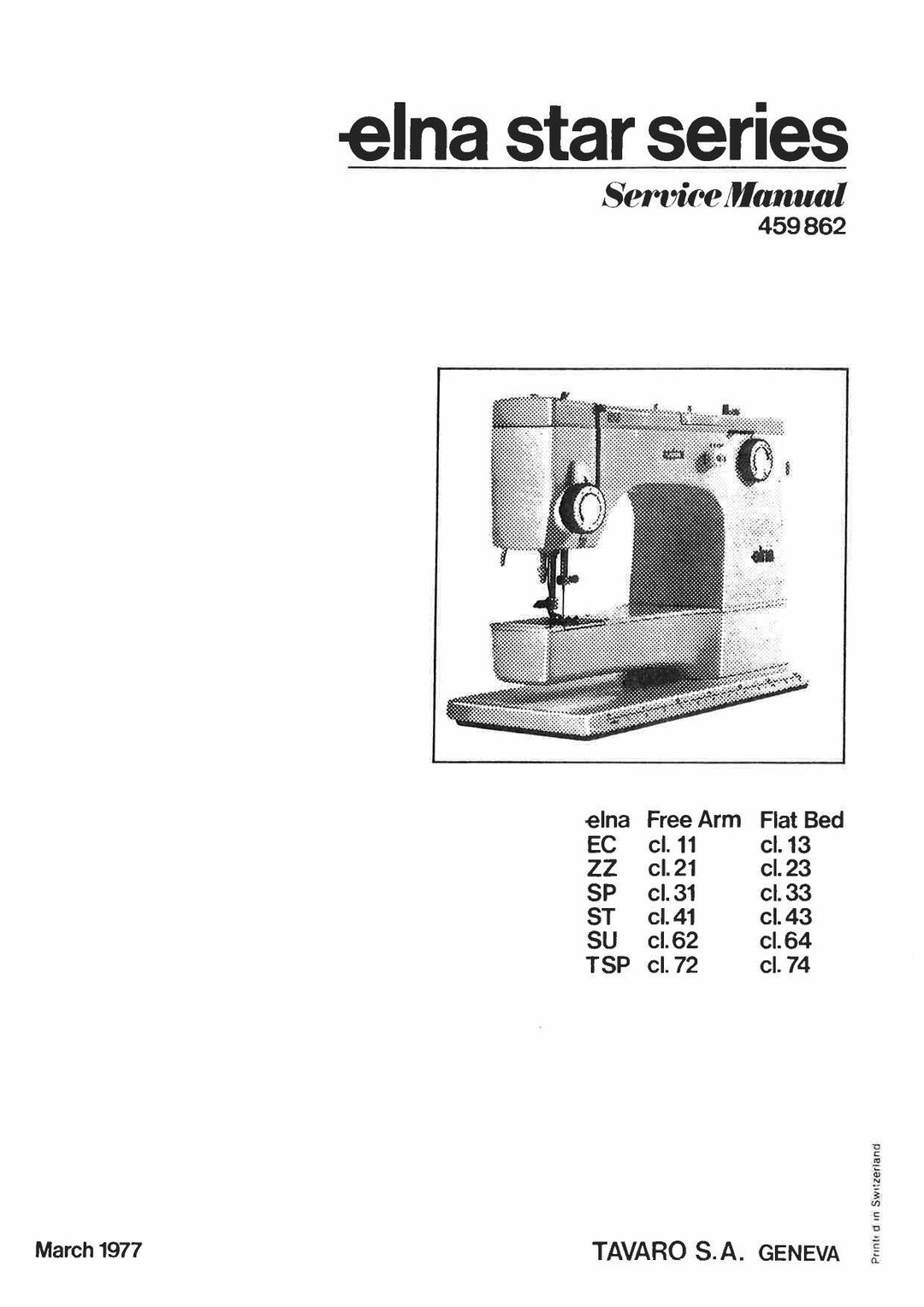 Vintage Elna Star Sewing Machine Service Manual (PDF Download) - Etsy