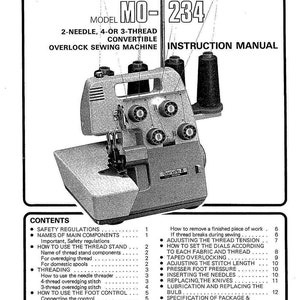 Bernette MO-234 Serger Instruction / Operating Manual, Service Manual ...