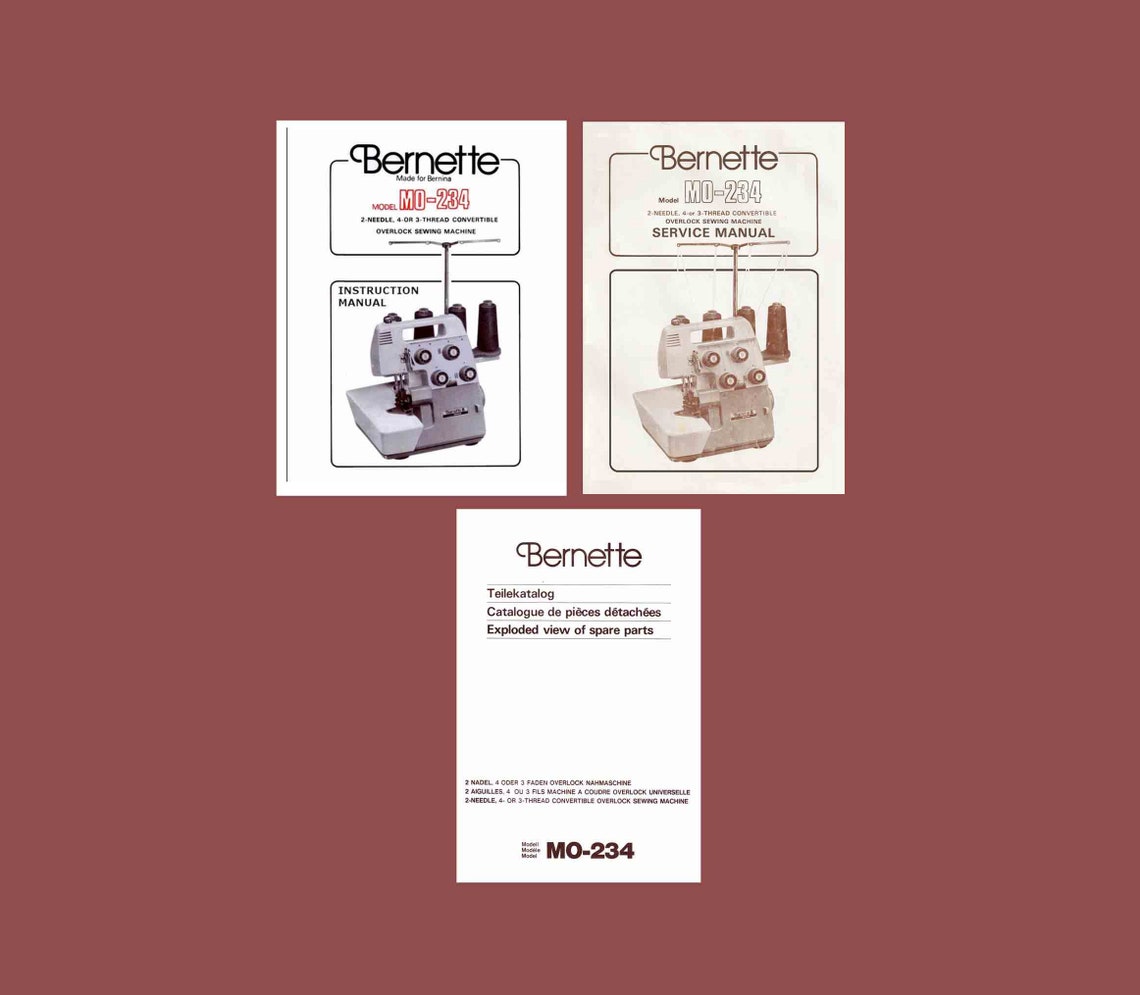 Bernette MO-234 Serger Instruction / Operating Manual, Service Manual ...