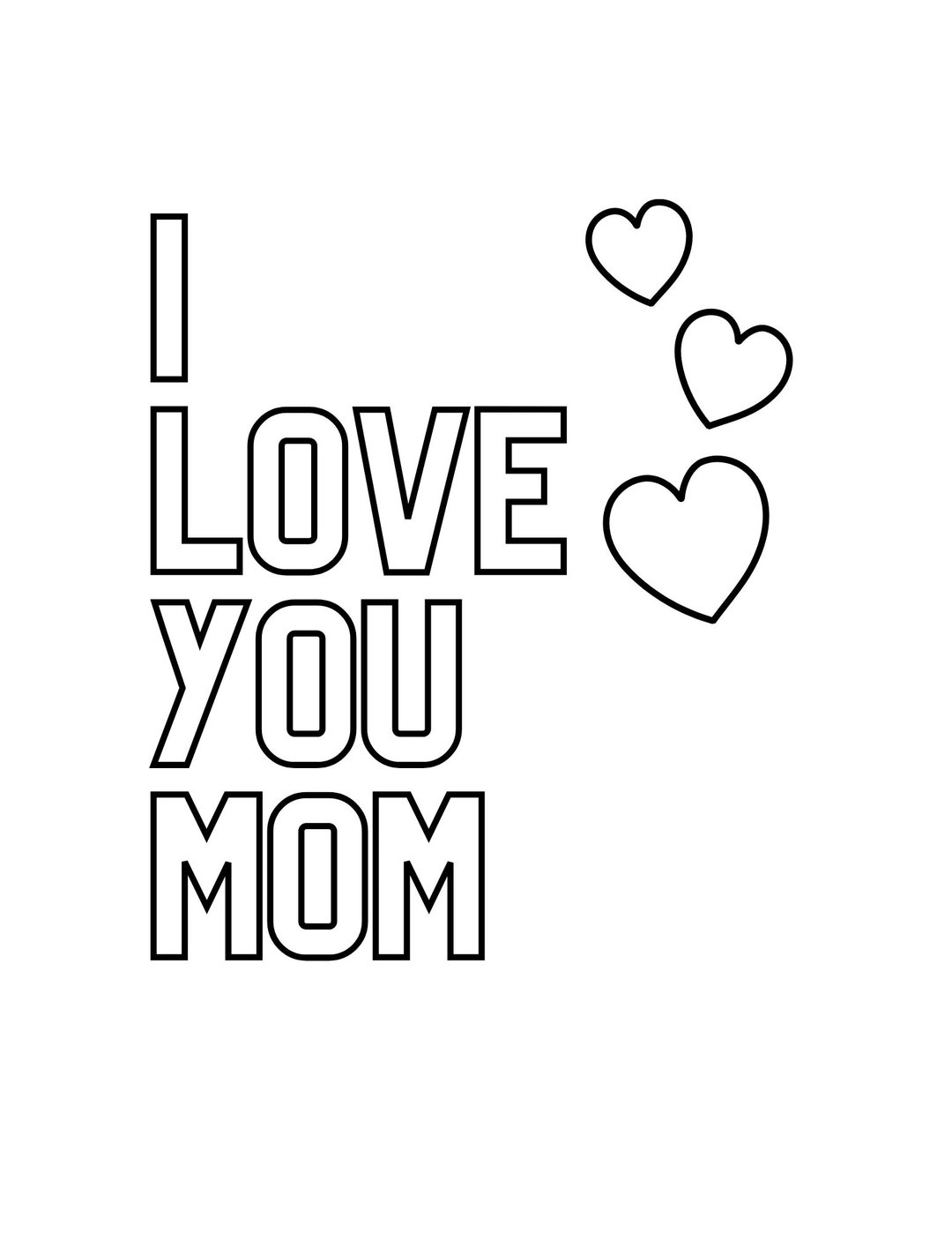 I Love Mom Coloring Sheet Download - Etsy