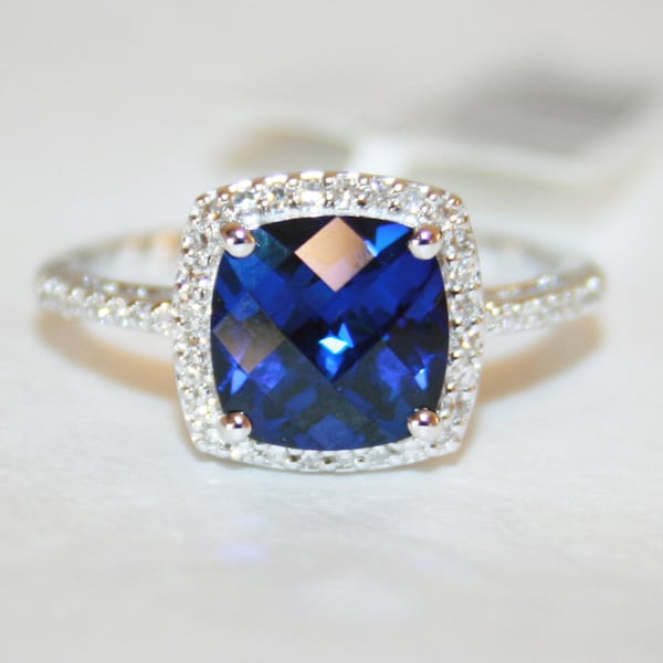 Lab Created Blue Diamond Ring - Etsy