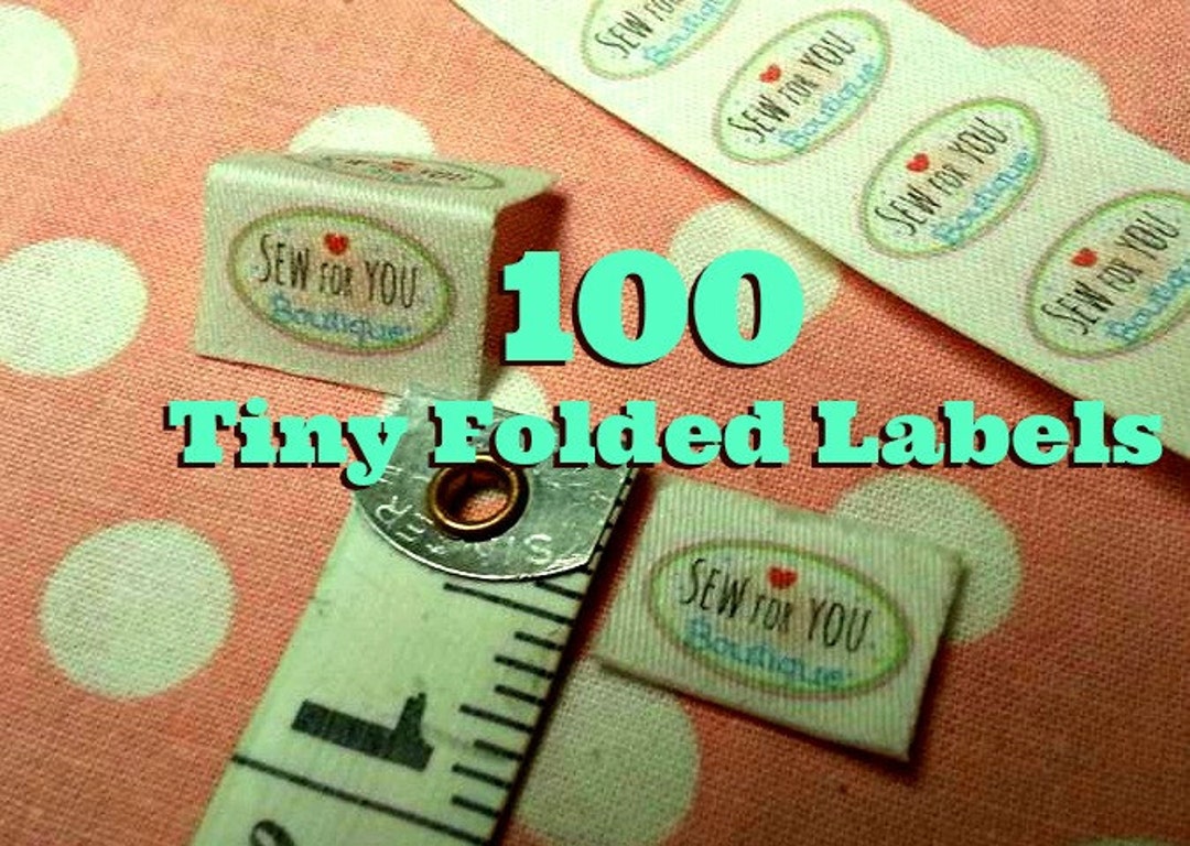 100 Tiny Folded Fabric Labels .5x.5" Doll Clothes Pocketbooks Wallets ...