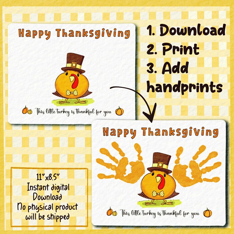 Handprint Craft - Digital Download, Thanksgiving Handprint Art Keepsake ...