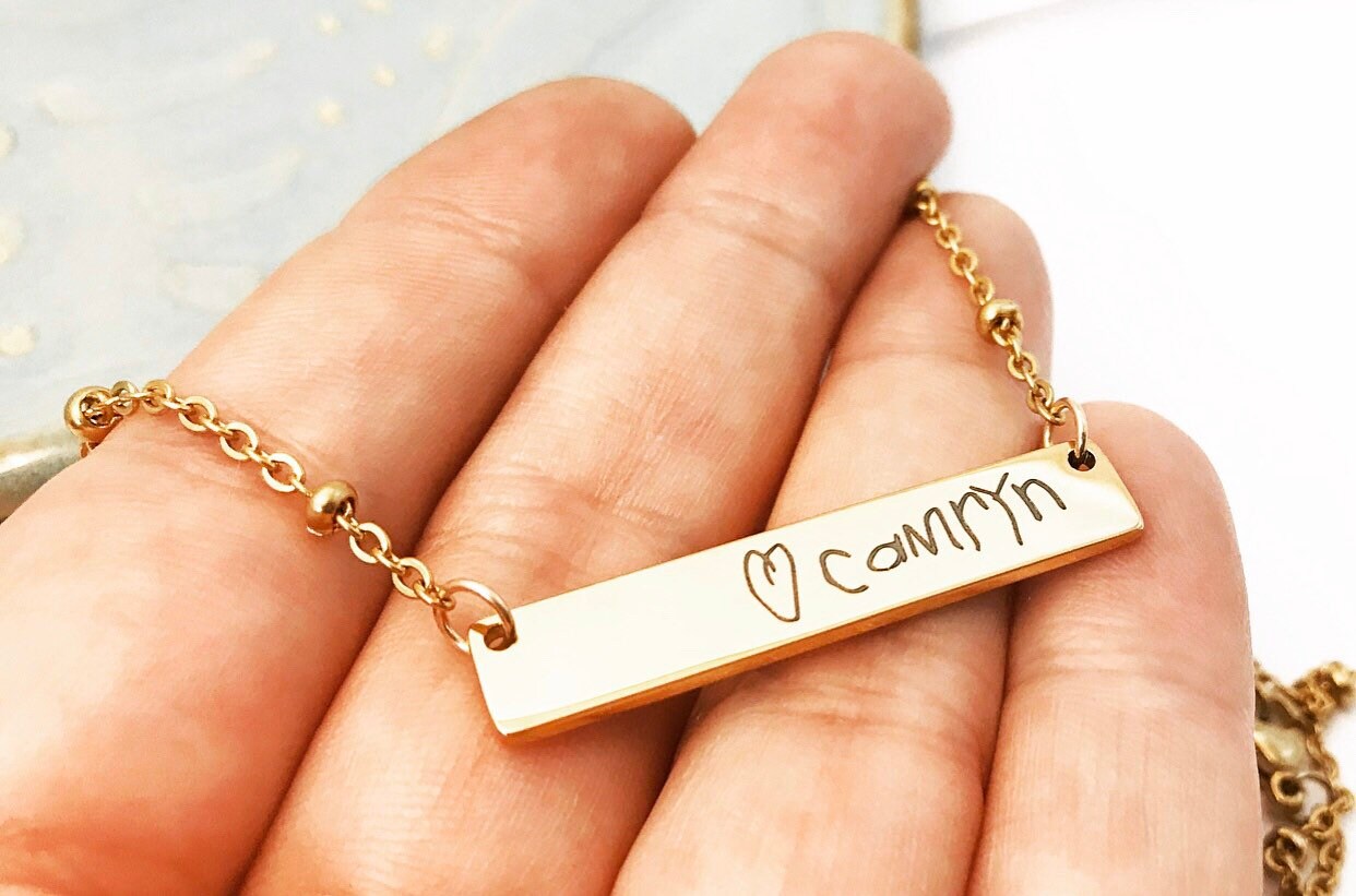 Custom Handwriting Necklace Signature Necklace Engraved | Etsy