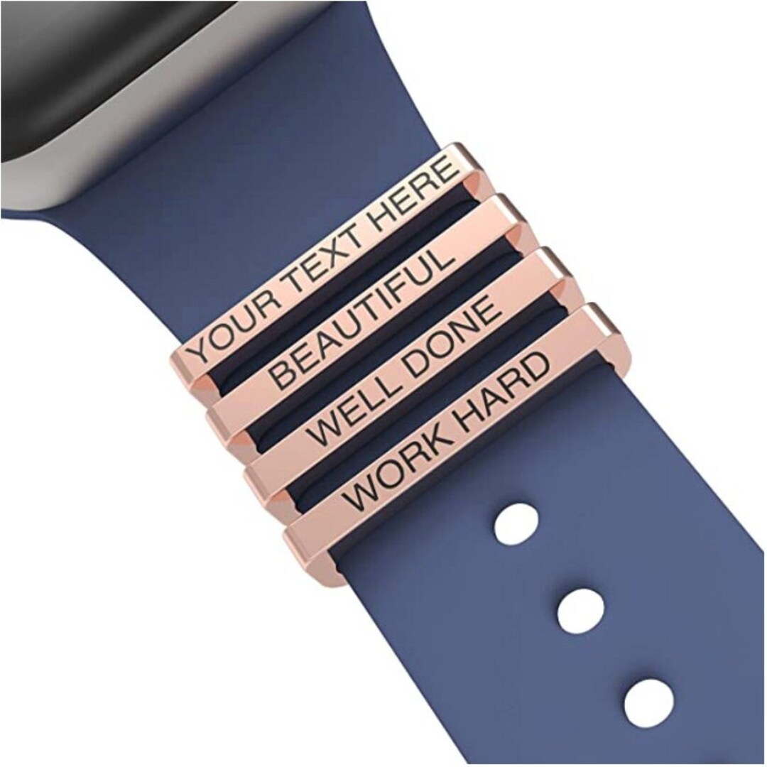 Personalized Smart Watch Band Charm: Engraved Stainless Steel Slider - Etsy
