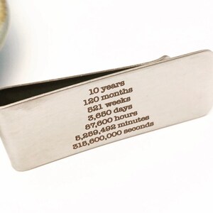 Personalized 10 Year Anniversary Gift ~ Stainless Steel Engraved Money ...