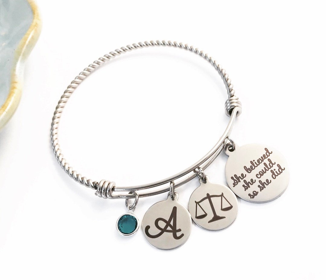 Scales of Justice ~ Engraved Lawyer Gift ~ Bangle Bracelet ~ Law School ...