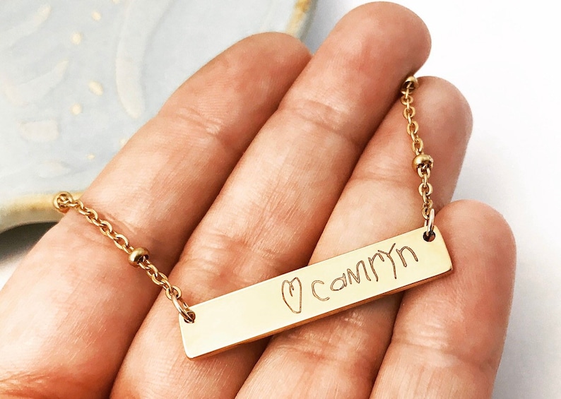 Custom Handwriting Necklace Signature Necklace Engraved | Etsy