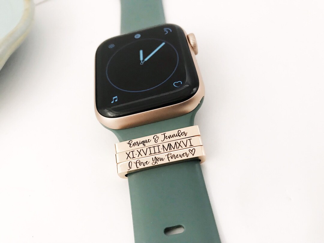 Personalized Smart Watch Band Charm: Engraved Stainless Steel Slider - Etsy