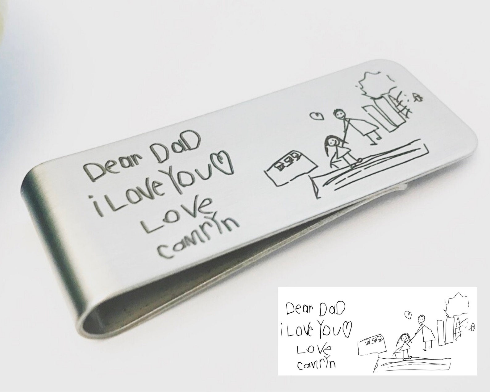 Personalized Handwriting Money Clip Engraved Kid's - Etsy