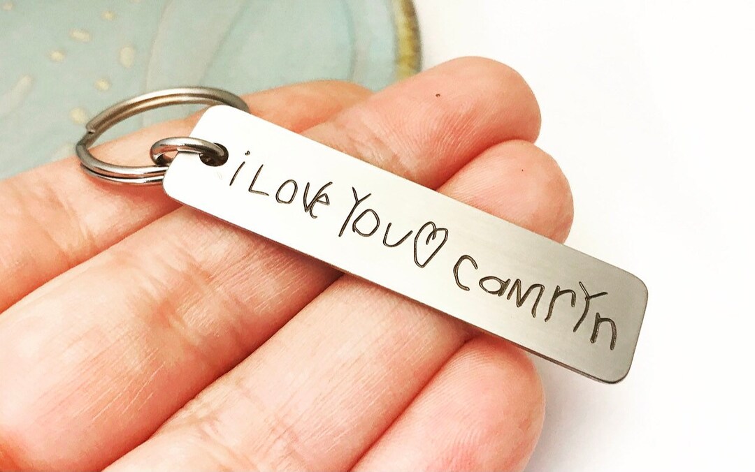 Engraved Keychain Signature Keychain Handwritten Keychain Engraved ...