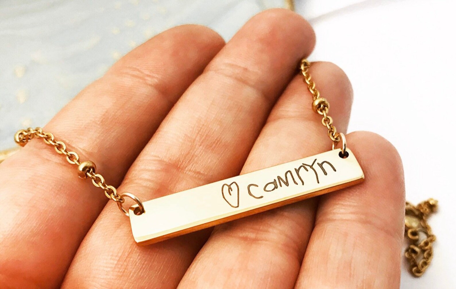 Custom Handwriting Necklace Signature Necklace Engraved | Etsy