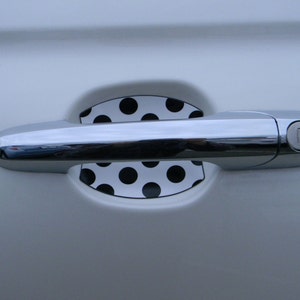 White and Black Polkadots Auto Accessory Car Door Handle Scratch Cover ...