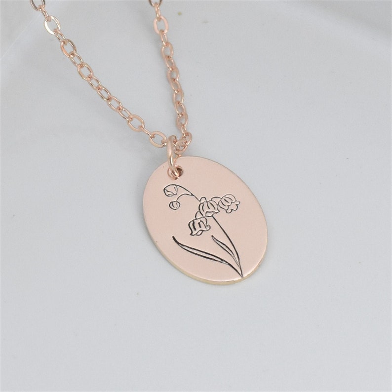 Lily of the Valley Birth Flower Necklace May Birth Month - Etsy