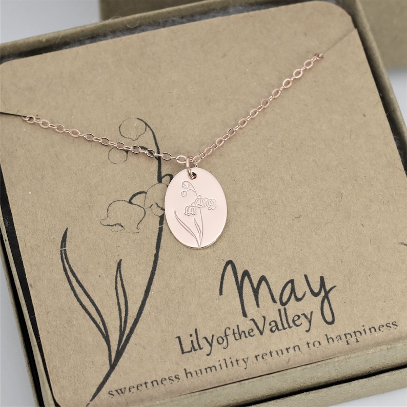 Lily of the Valley Birth Flower Necklace May Birth Month - Etsy