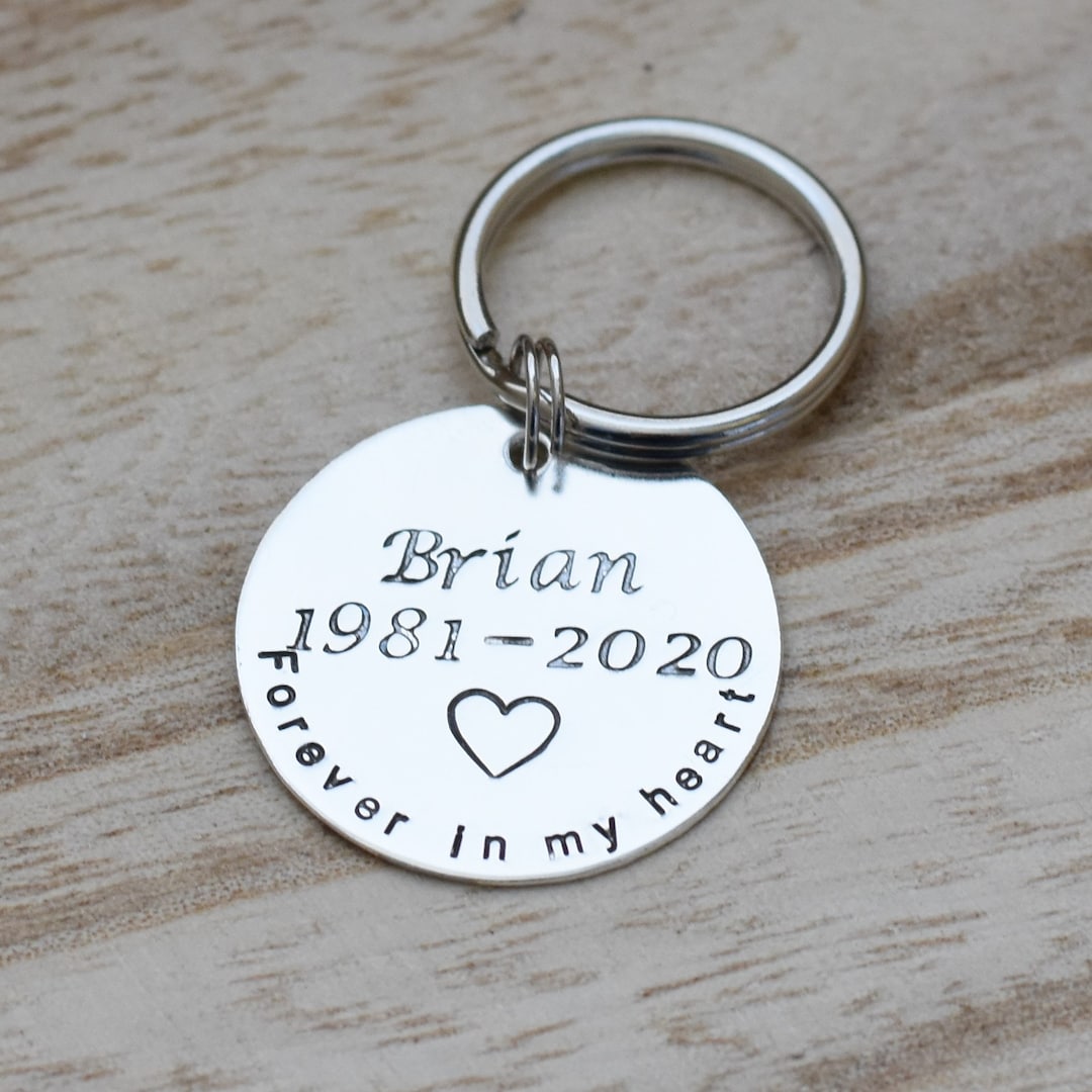 Personalized Memorial Keychain, Custom Message on Sterling Silver Tag ...