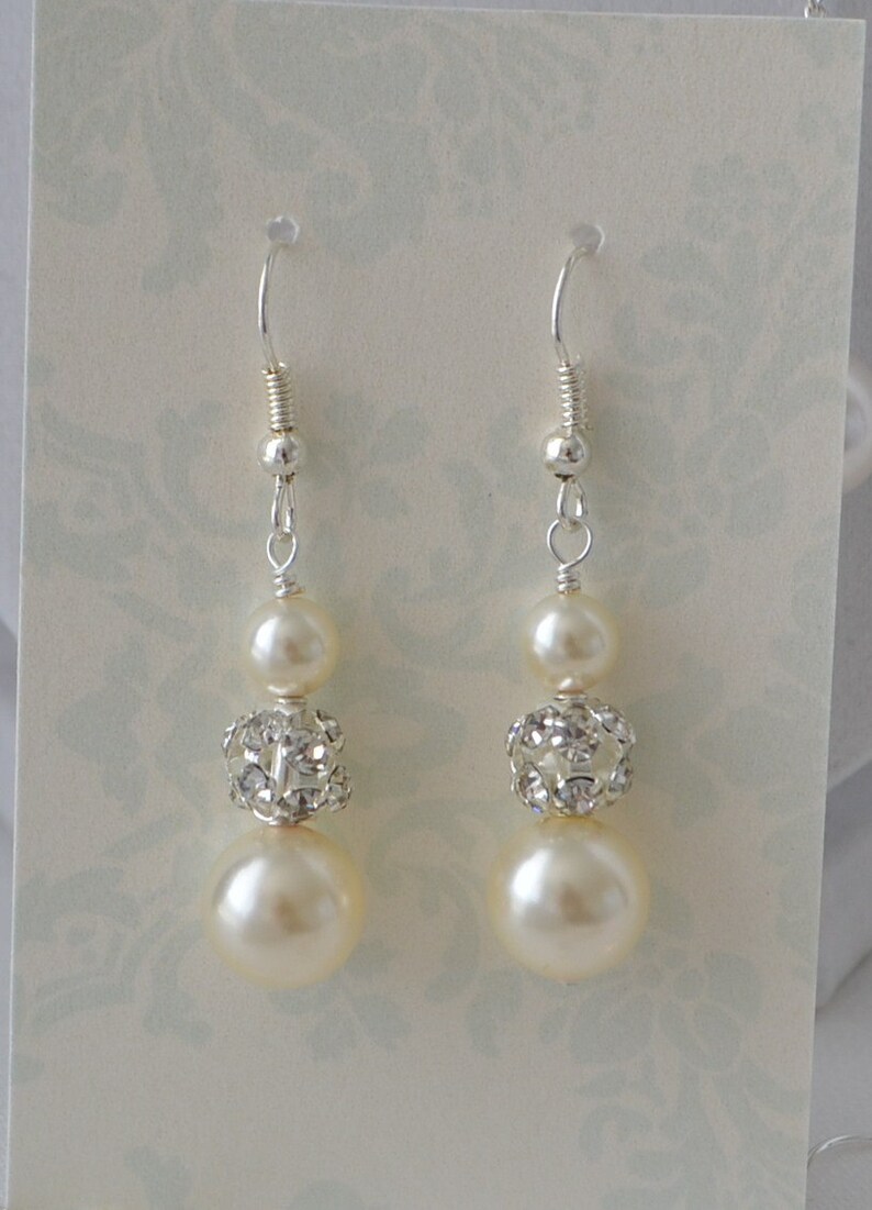 Pearl Wedding Earrings Rhinestone Ball Bride's Jewelry | Etsy