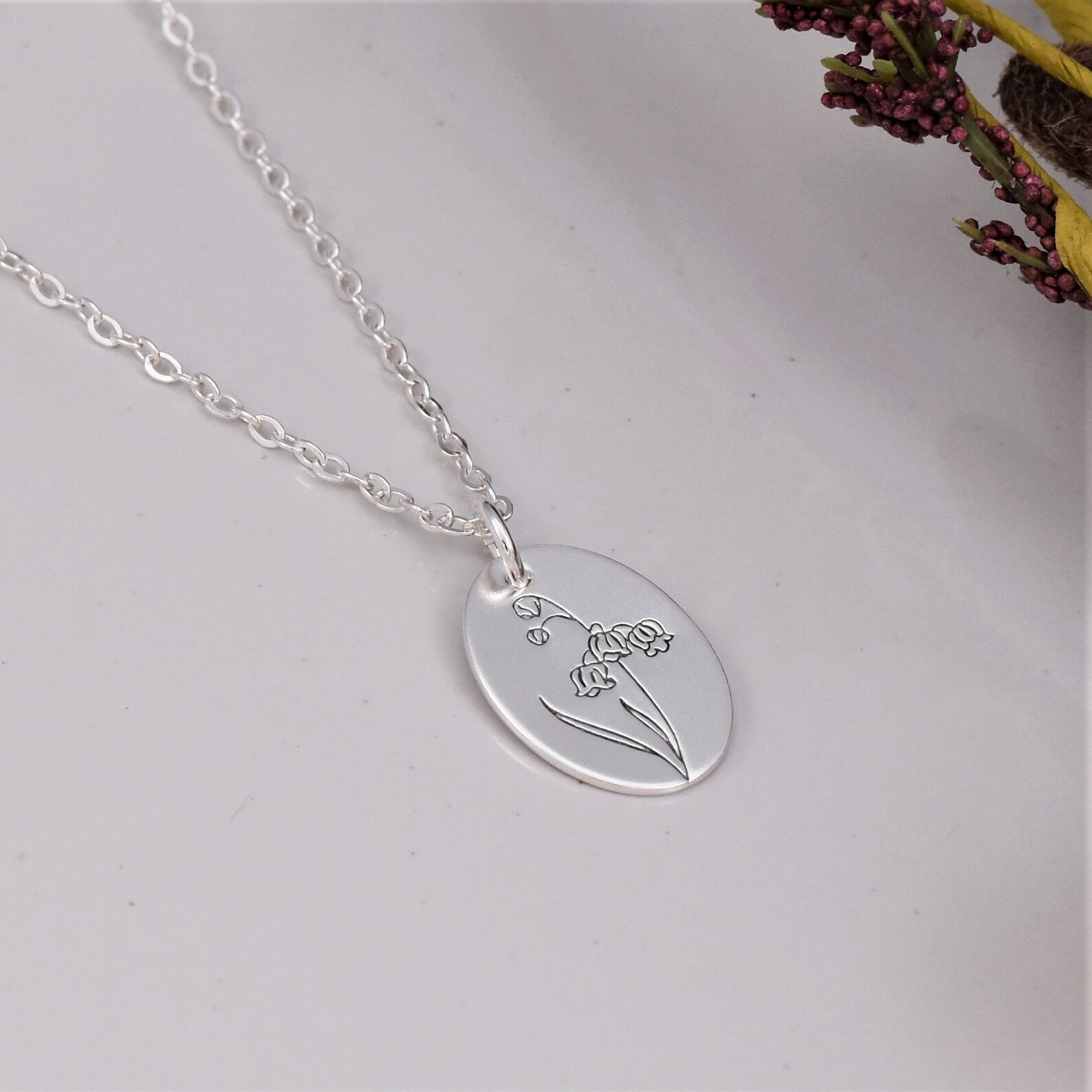 Lily of the Valley Birth Flower Necklace May Birth Month - Etsy