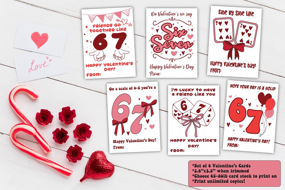 67 Kids Valentine's Day Cards, 67 Printable Classroom Valentine Card ...