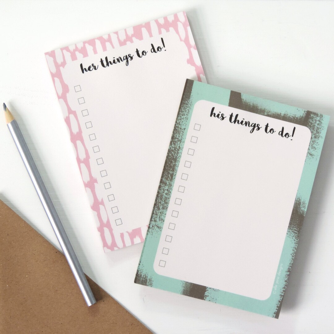 His and Her 'things to Do' Notepads -anniversary Present- Couples Gift - Engagement Present ...
