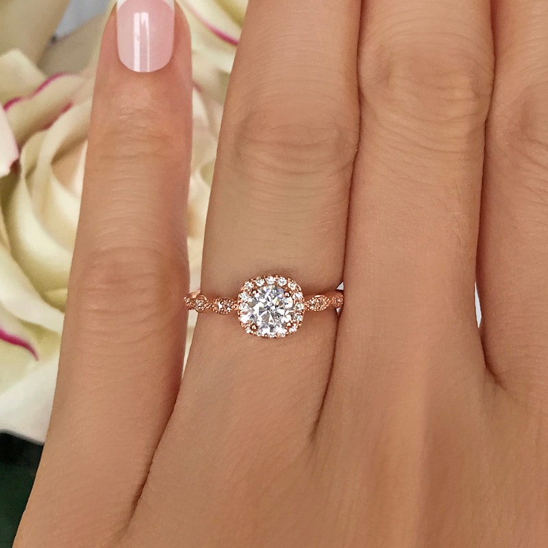 Rose Gold Diamond Ring - Etsy