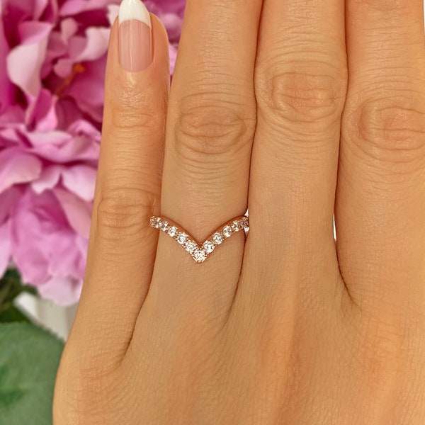 Gold Chevron Wedding Band - Etsy