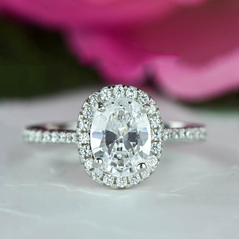 Halo Diamond Ring - Etsy