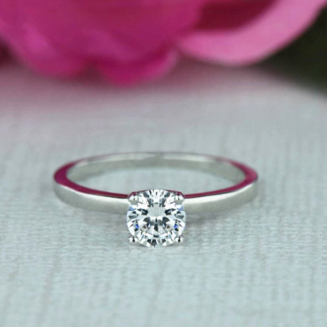 Sz 9: 1/2 Ct Promise Ring, Classic Solitaire Engagement Ring, Man Made ...