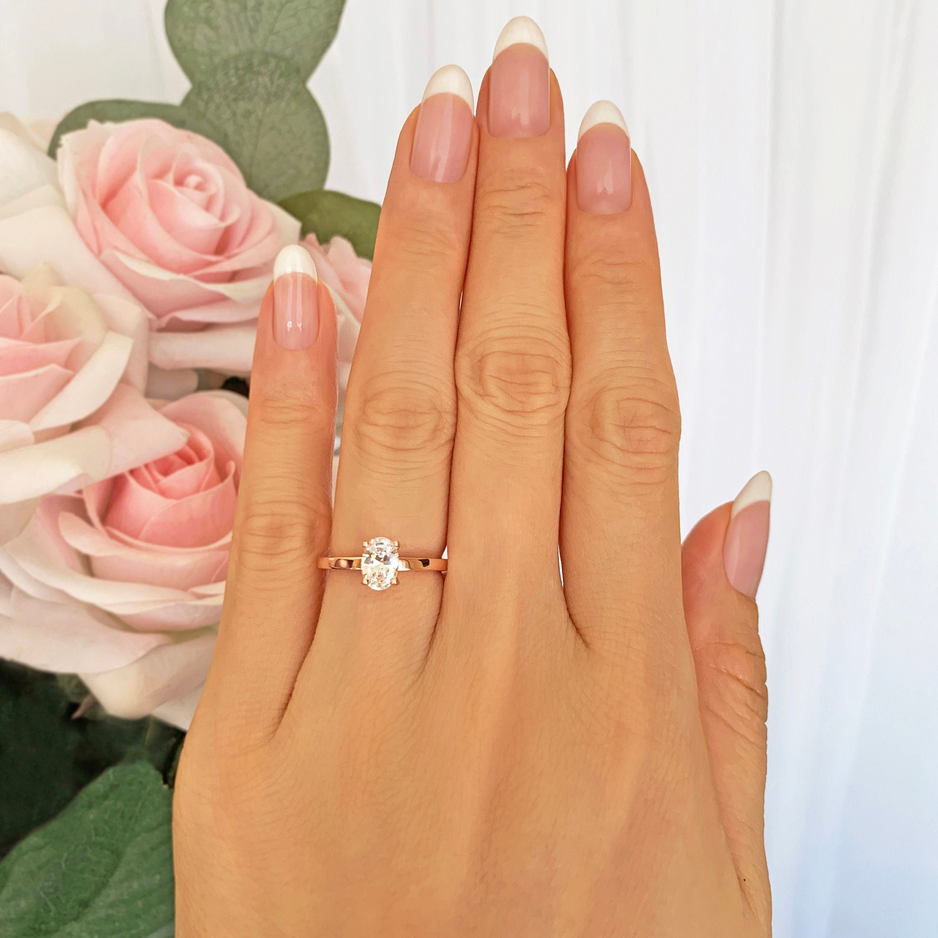 3/4 ct Classic Oval Solitaire Engagement Ring Man Made | Etsy