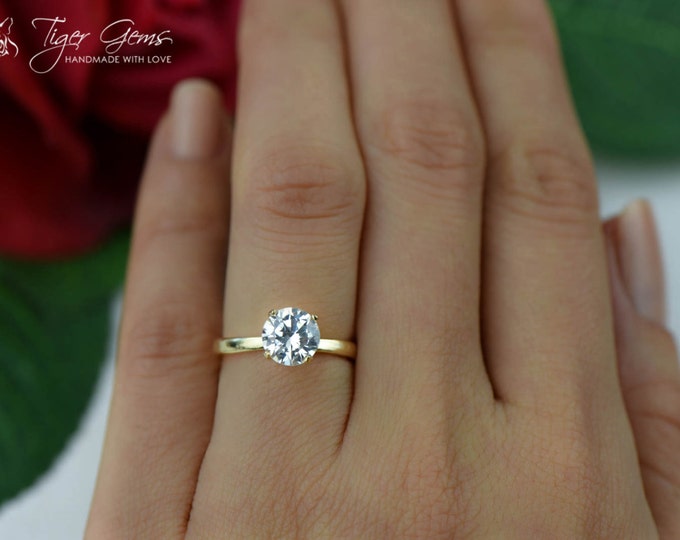 1.5 Ct 14k Yellow Gold Ring Classic Solitaire Ring - Etsy