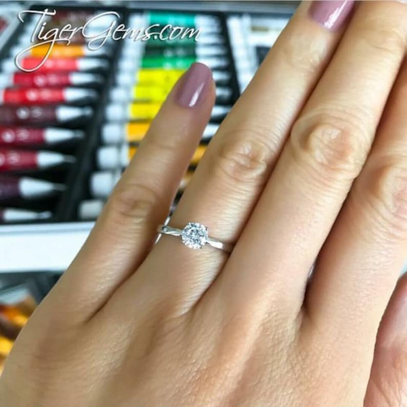 1/2 Ct Stacking Solitaire Engagement Ring Classic Wedding - Etsy