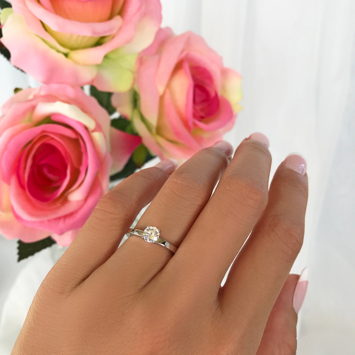 1/2 Ct Stacking Solitaire Engagement Ring Classic Wedding | Etsy