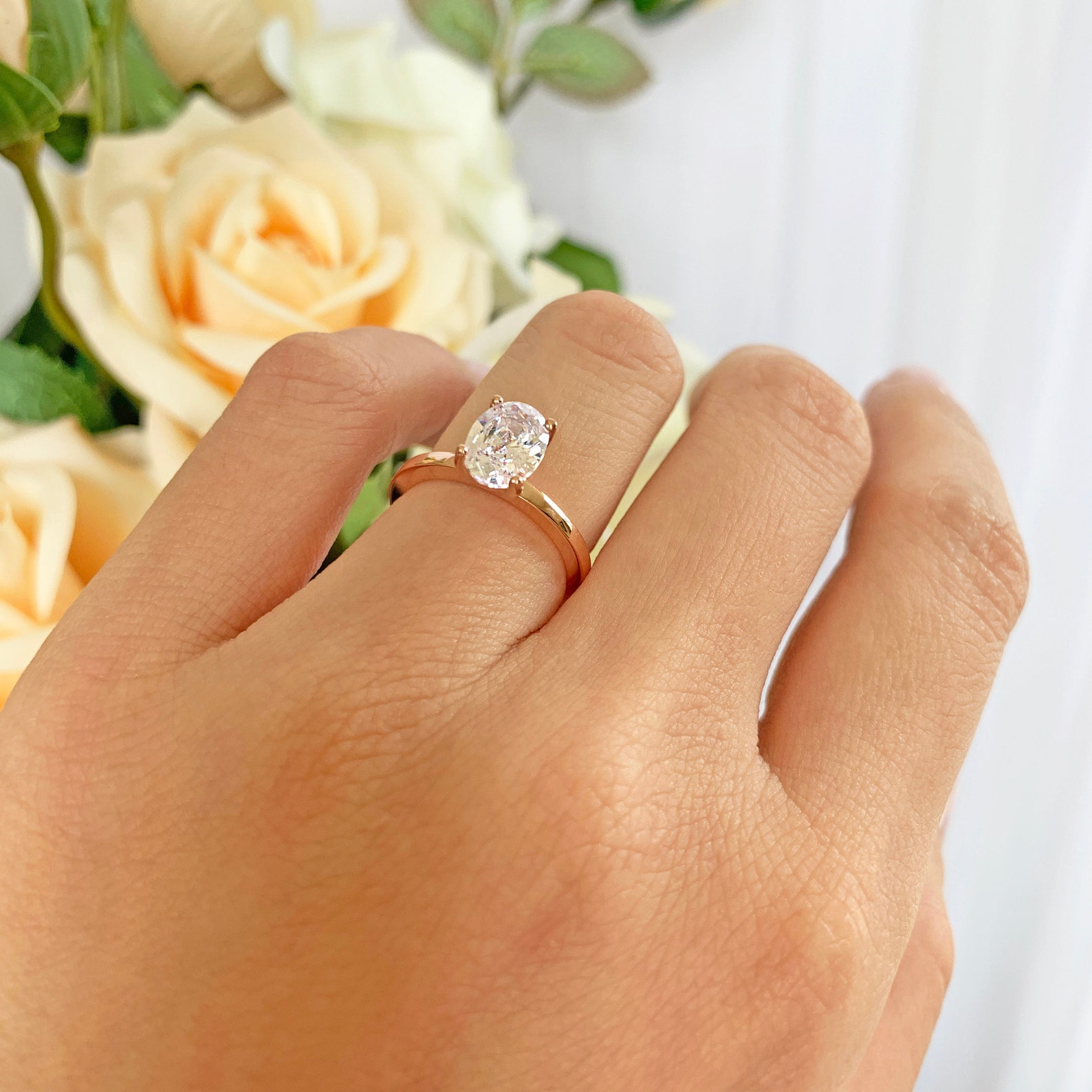 1.2 Ct Oval Promise Ring, Oval Solitaire Engagement Ring, Man Made ...
