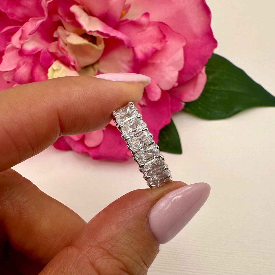 6 Ctw Radiant Cut Full Eternity Ring Wedding Band, Engagement Ring, Man ...