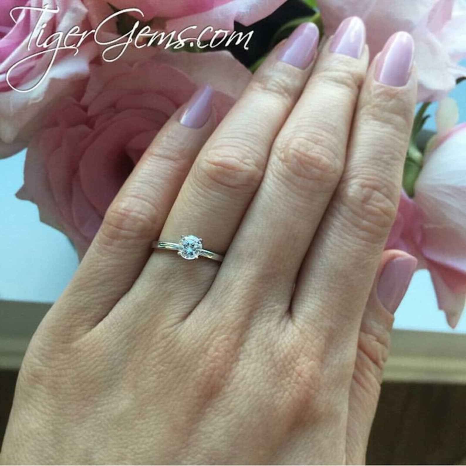 1/2 Ct Stacking Solitaire Engagement Ring Classic Wedding - Etsy