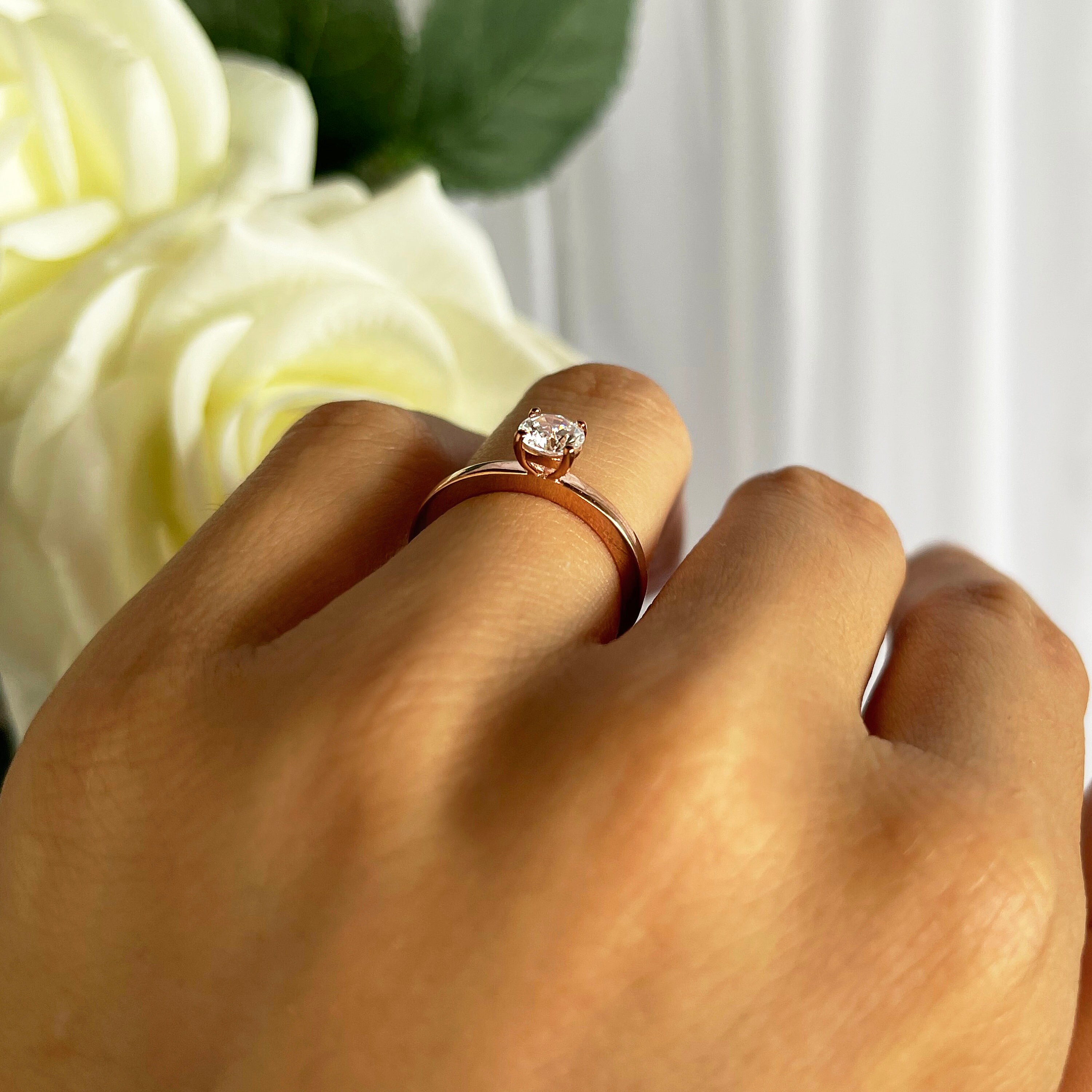 1/2 ct Promise Ring Round Solitaire Ring Wedding Ring | Etsy