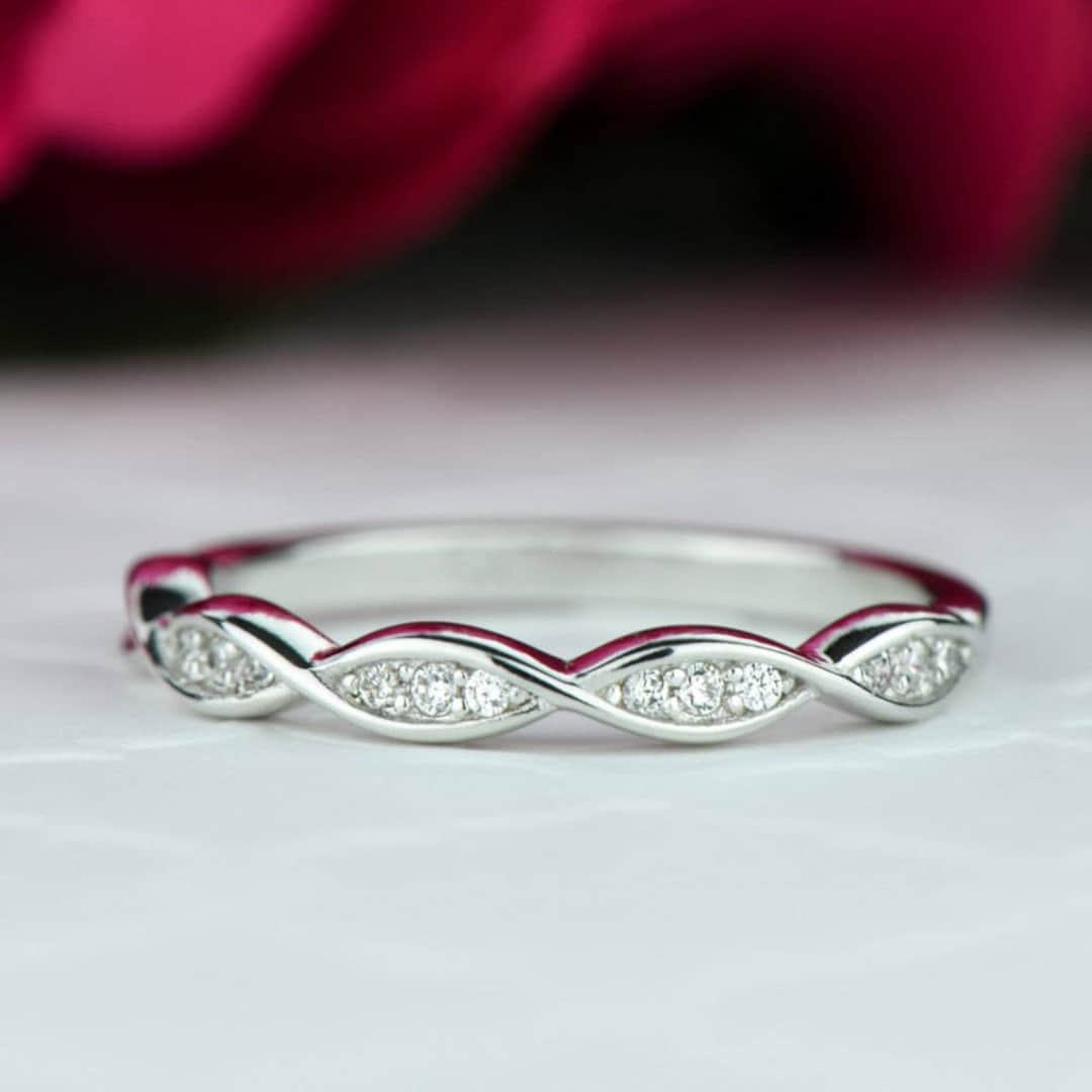 Swirl Art Deco Wedding Band, 2.5mm Stacking Band, Layering Band ...
