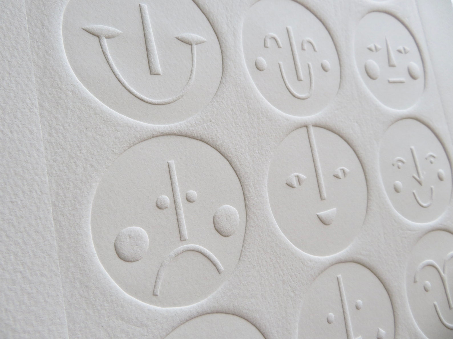 Faces Embossed Linocut Print - Etsy