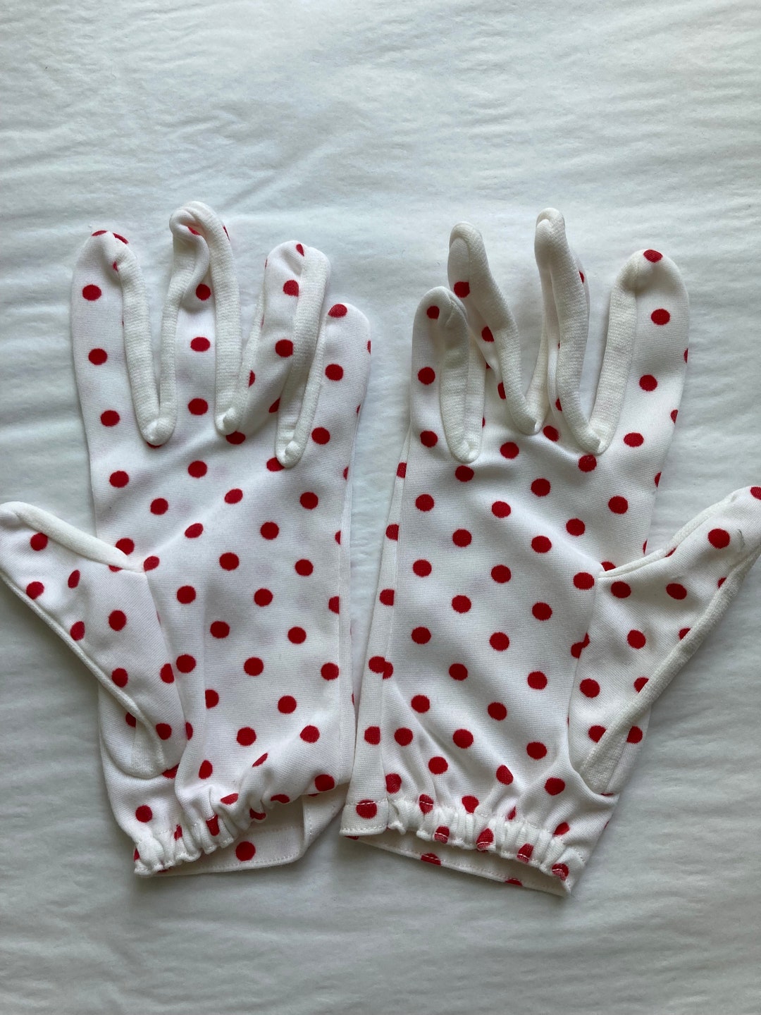 Vintage Red Polka Dot Nylon Gloves Made in USA - Etsy