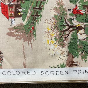 Vintage Screenprint Fabric, Hunt Scene, Vat Colored 5 Yards Plus - Etsy