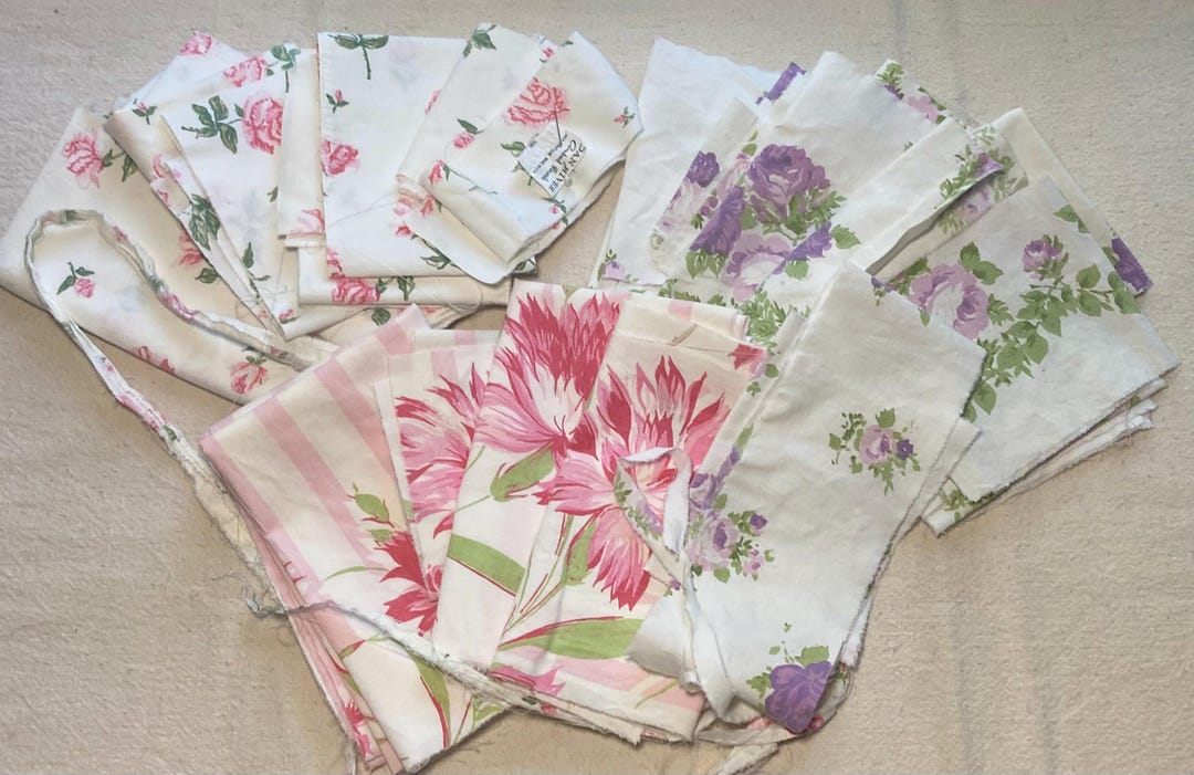 Vintage Cotton Sheet, Deconstructed for Fabric, Pink and Purple - Etsy