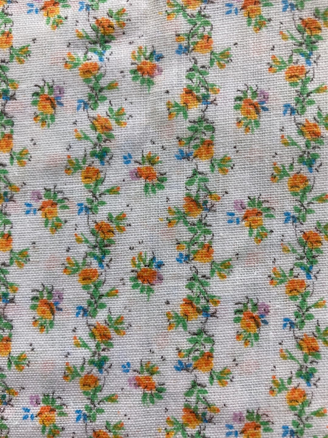 Vintage 1970's Cotton Blend Calico Style Fabric - Etsy
