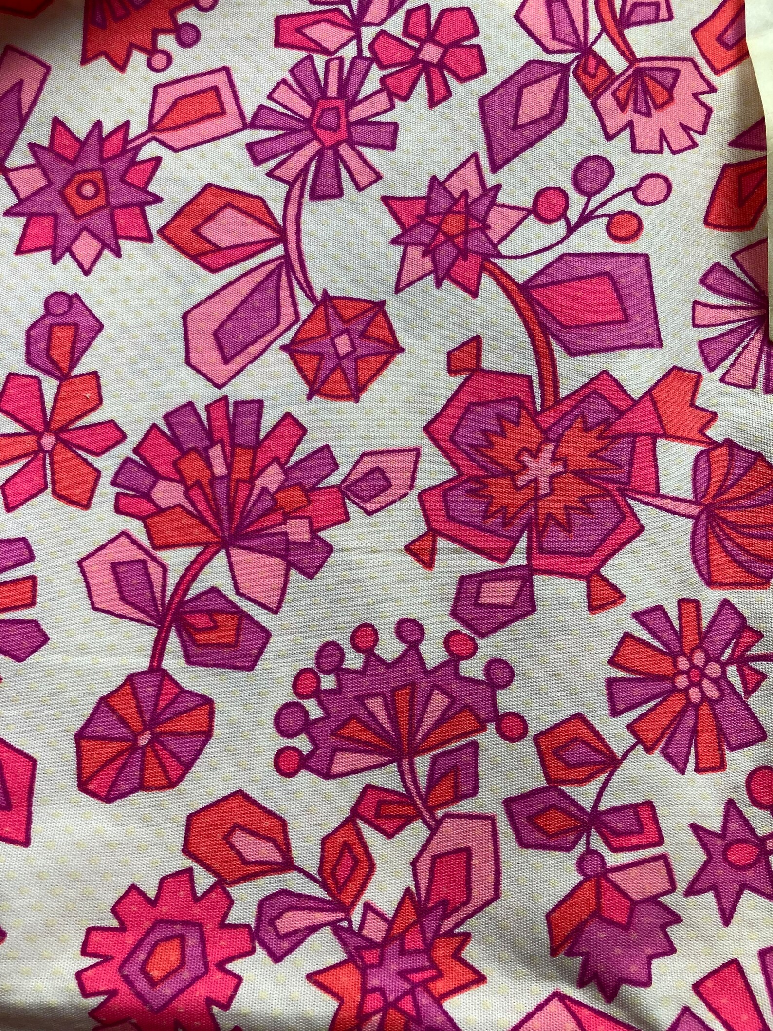 Vintage 1960'S BOLD, Abstract Floral, Diamond Pattern Pinks Over, 2 ...