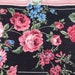 Vintage Cranston Printworks 1980's Pink Floral and Black Stripe Cotton ...