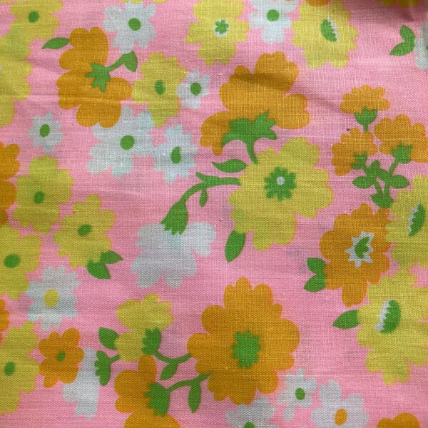 Retro Floral Apparel Fabric - Flower Power by Emily_retro - 70s Yellow ...