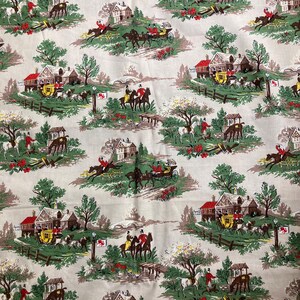 Vintage Screenprint Fabric, Hunt Scene, Vat Colored 5 Yards Plus - Etsy